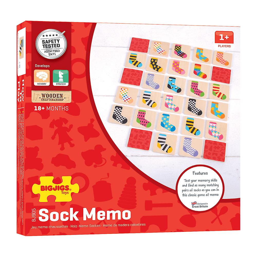 Bigjigs Toys Wooden Sock Memo Memory Observation Game Play Set | Fruugo US