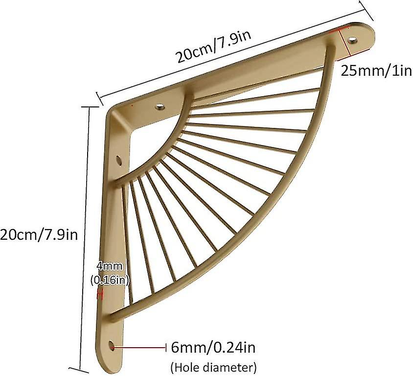 Floating Metal Golden Fan Shaped Triangle Shelf Bracket,set Of 2 ...
