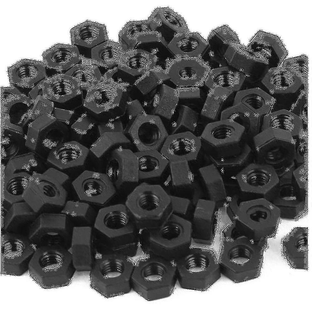 100 Pcs M3 Thread Insert Lock Fixing Screw Nylon Nuts Hexagonal Black ...