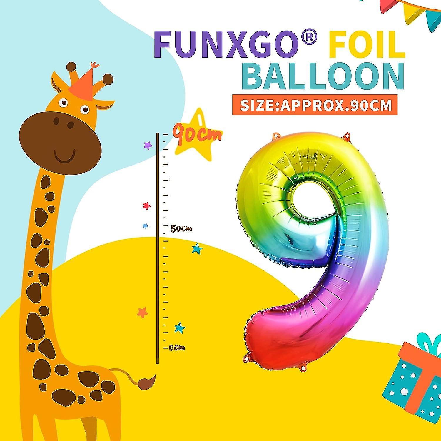 9th Birthday Balloons Colored - Large Number 9 Balloon Number 9 - Happy Birthday Decoration ...