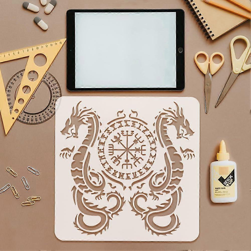 Viking Dragon Painting Large Stencil 11.8x11.8" Viking Compass Drawing ...