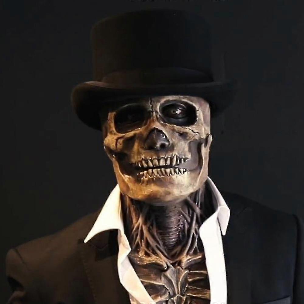Halloween Horror Cranium Skull Full Head Mask Spooky Skeleton ...