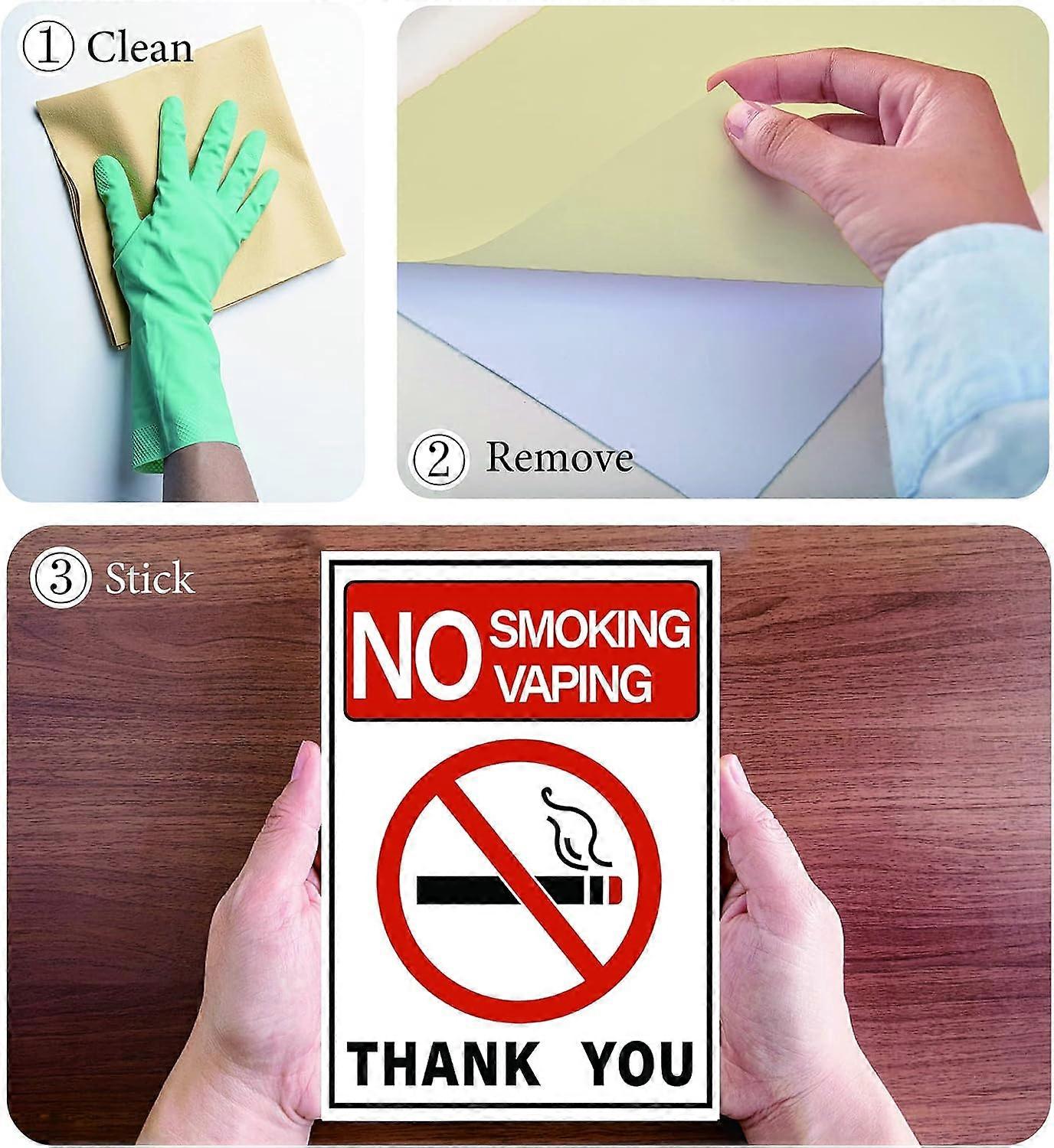 No Smoking Or Vaping Sign 5-Pack No Smoking No Vaping Stickers 7"X10 ...