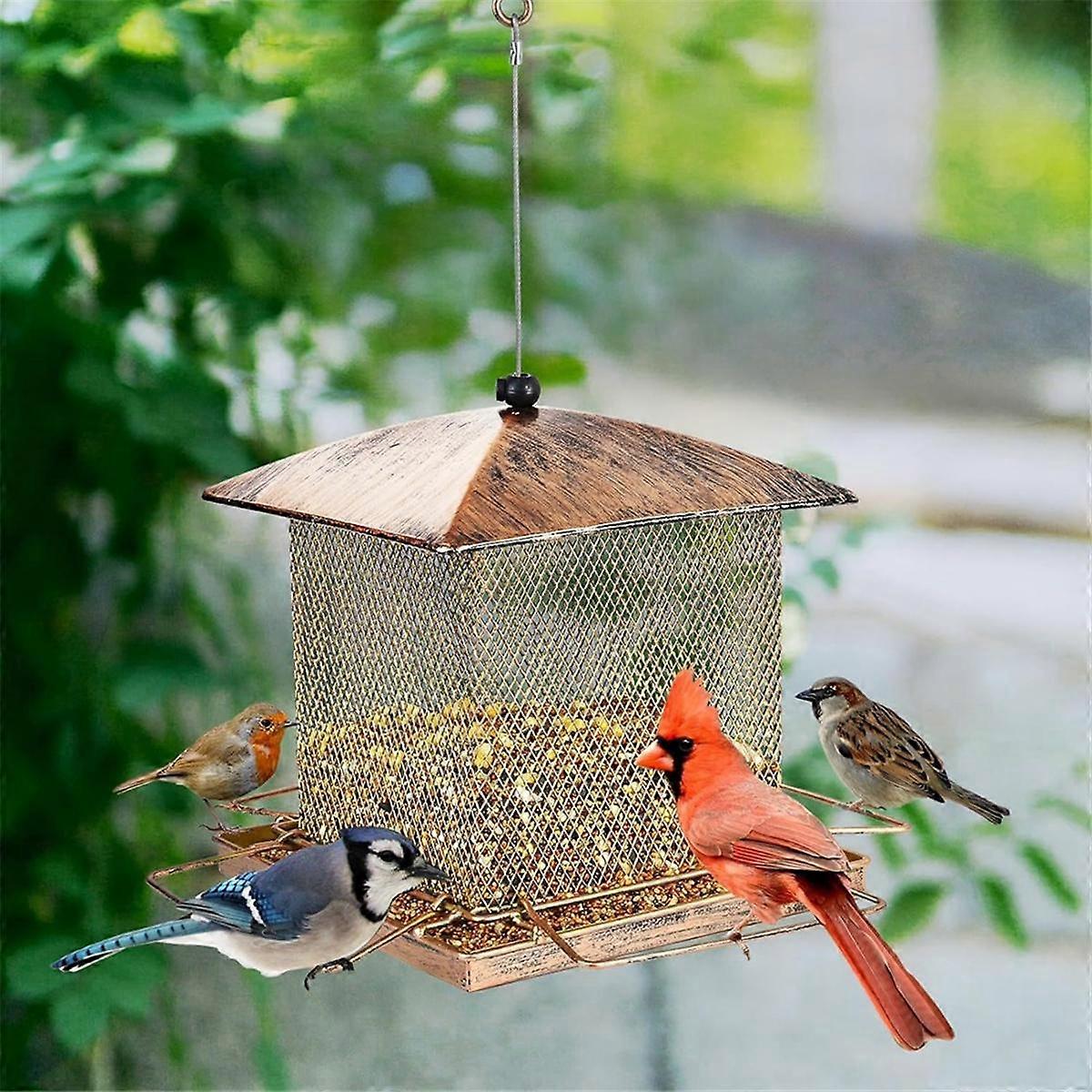 Bird Feeders for Outdoors Hanging - Large Capacity Heavy Duty Metal ...