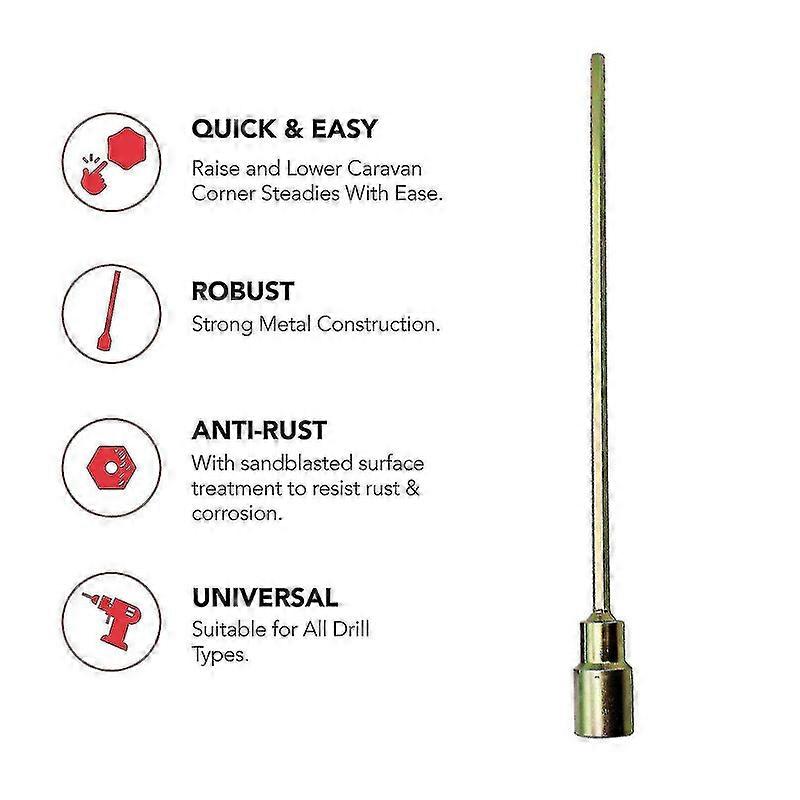 jkw 30cm Corner Steady Caravan Leg Winder Drill Extension Jack Socket ...
