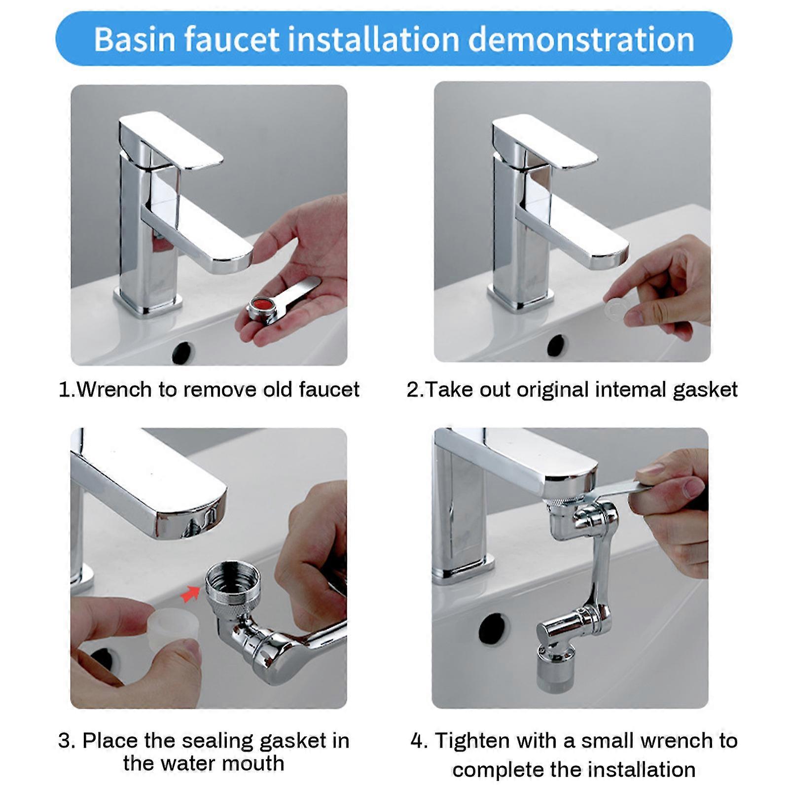 Universal Swivel Faucet Extender, 1080 Large-angle Rotating Splash ...
