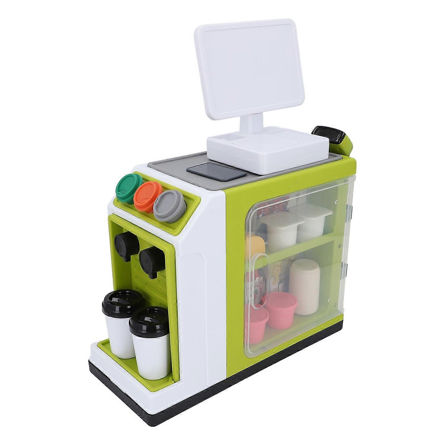 Pretend Supermarket Cashier Register Toy with Realistic Coffee Machine ...