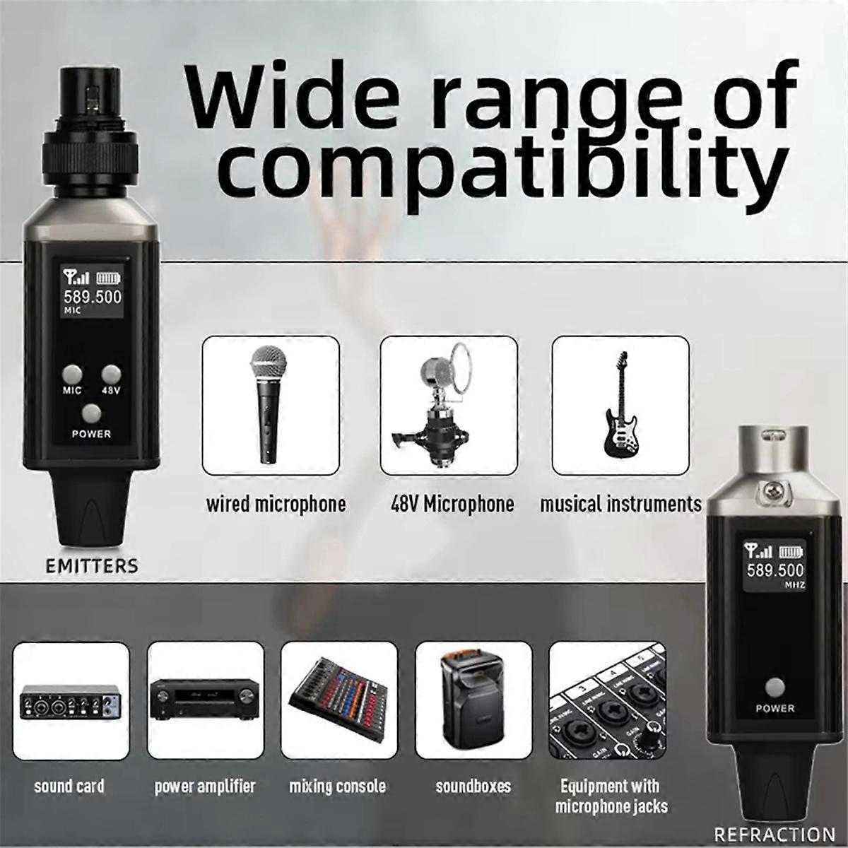 UHF Wireless mission Adapter for XLR Mic Audio mitter and Receiver for ...