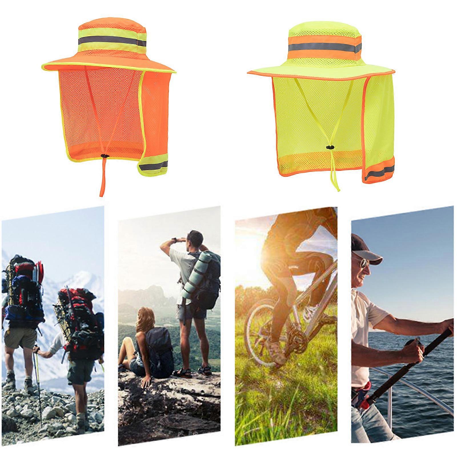 Reflective Safety Hat Sun Hat High Visibility Bucket Hat With Neck Flap ...
