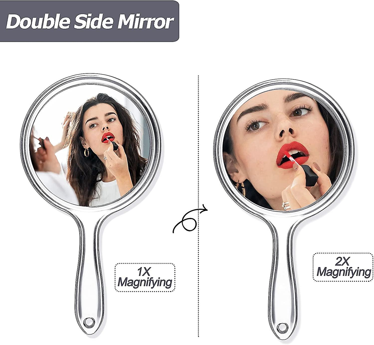 Hand Mirror Double Sided Hand Mirror 1x/2x Magnifying Glass With Handle ...