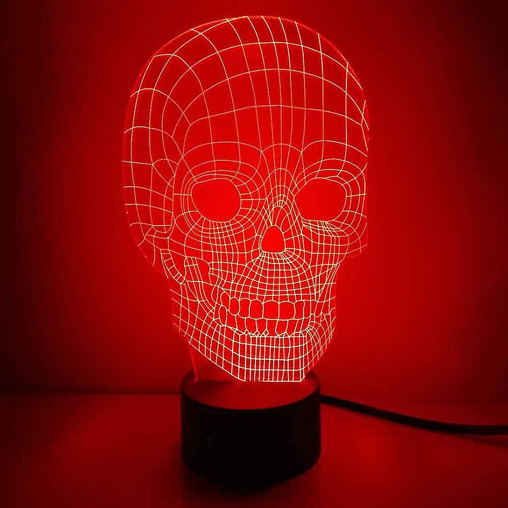 Skull 3d Night Light Led Illusion Lamp Bedside Desk Table Lamp, 7 Color ...