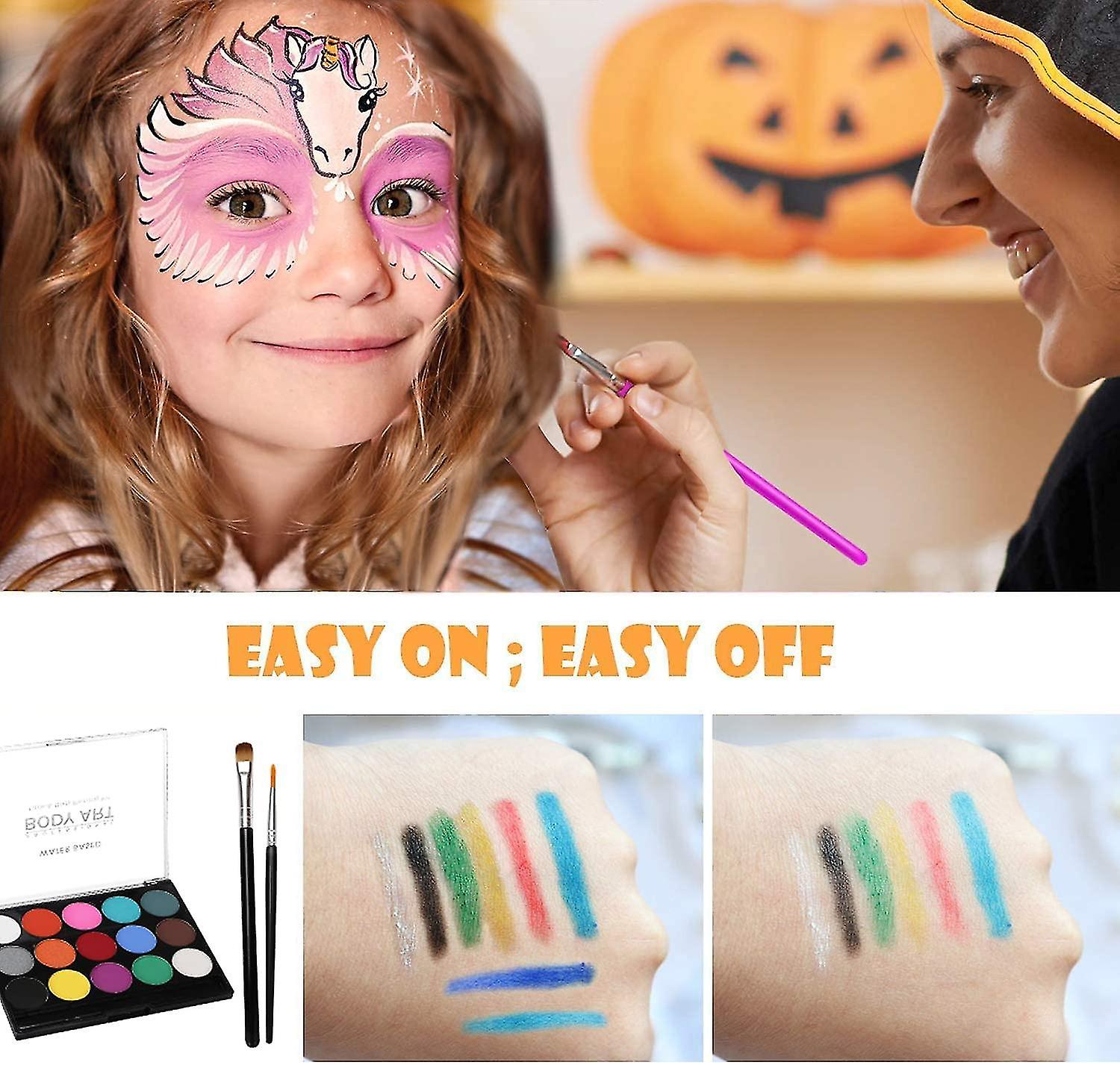Kids Face Paint Kit - 15 Colours Non-toxic Professional Face Paint ...