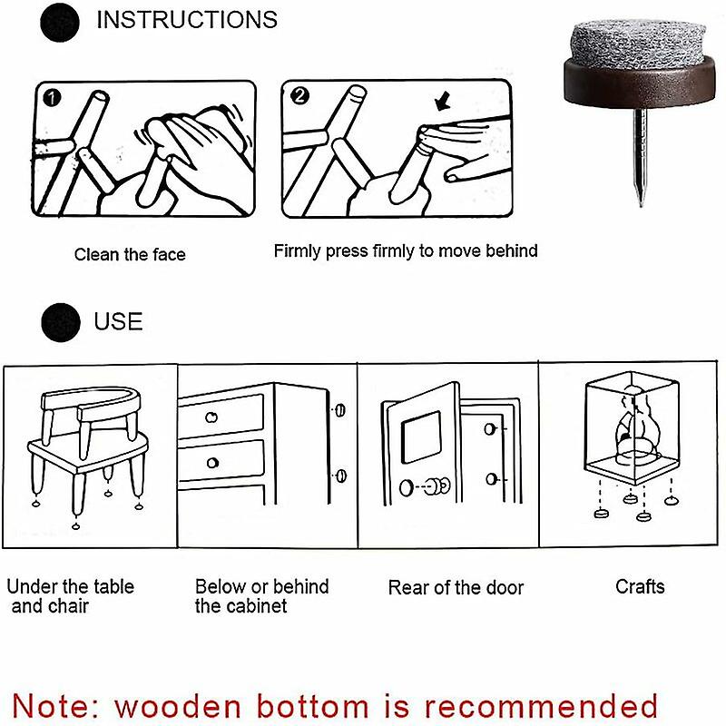 60 Pack Furniture Glides, 20MM Nail-On Chair Gliders, Round Felt Chair ...