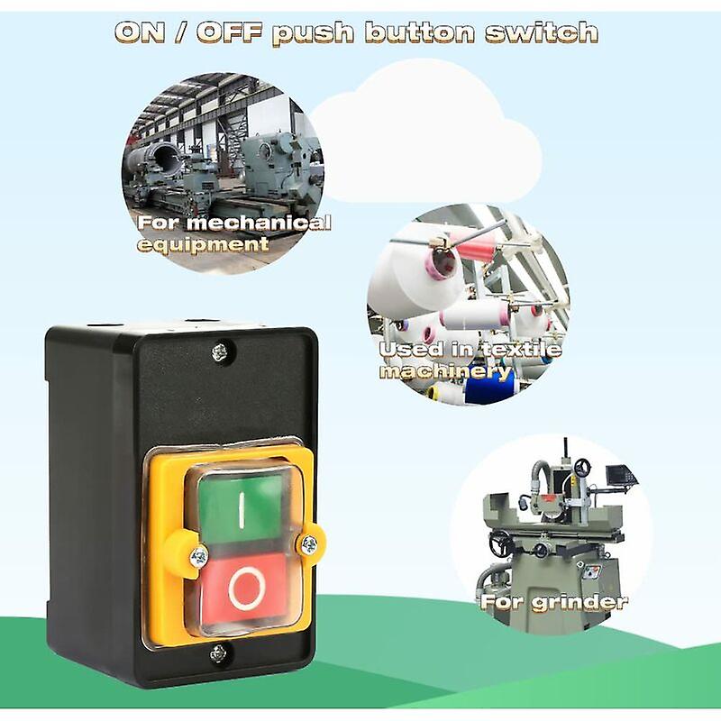 Button Switch Motor Start Stop Switch AC220V/380V 10A Waterproof On/Off ...