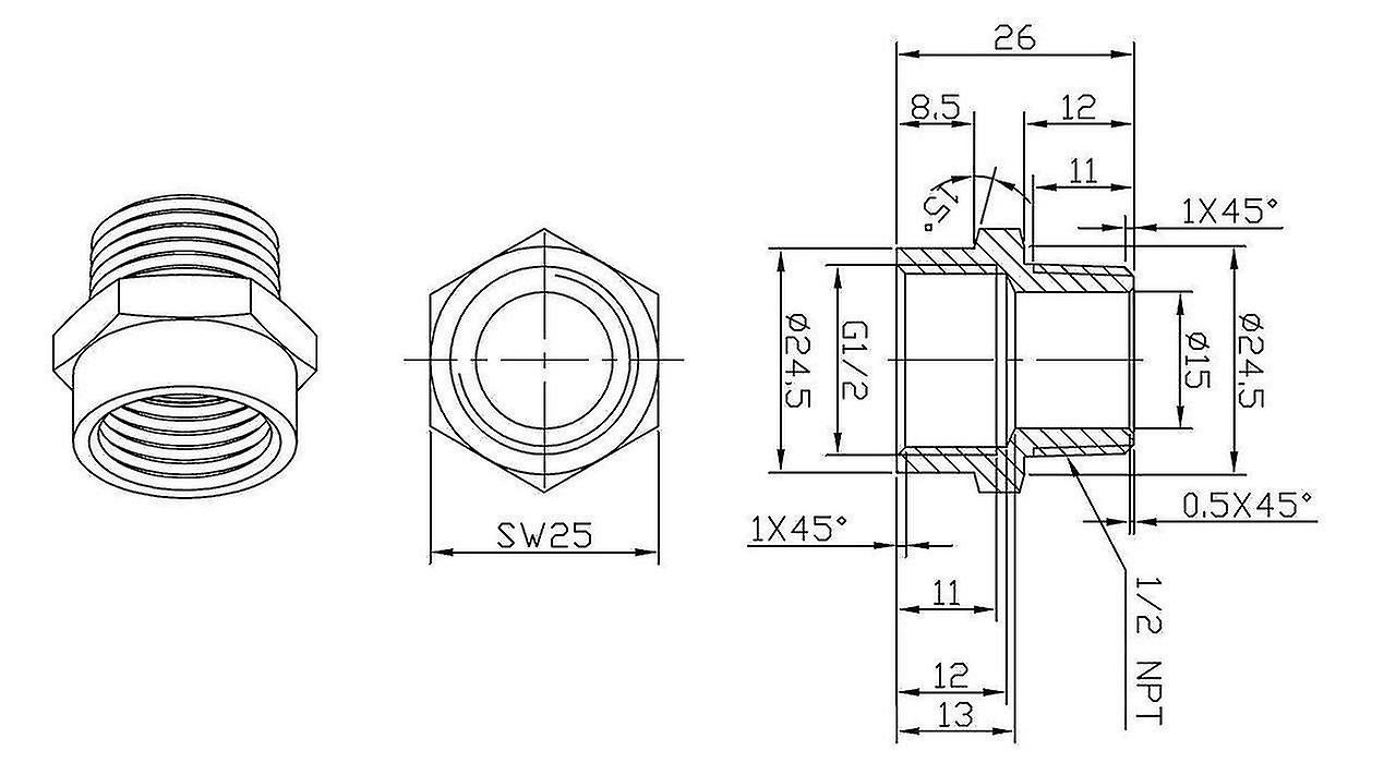 1/2" BSP to 1/2" NPT Thread Adaptor UK Thread to American Convert ...