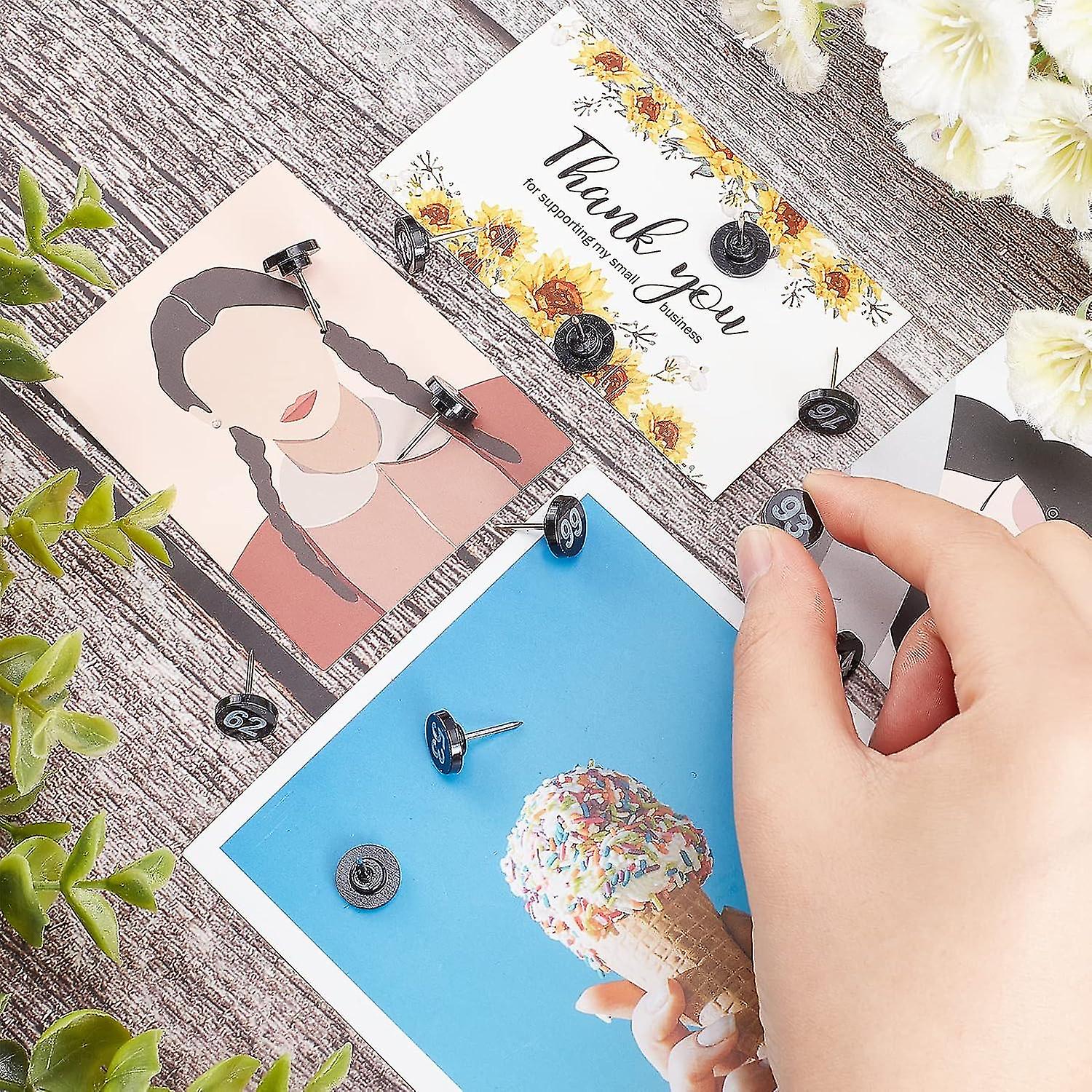 100 Pcs Numbered Push Pins, Black Base Map Number Push Pins with ...