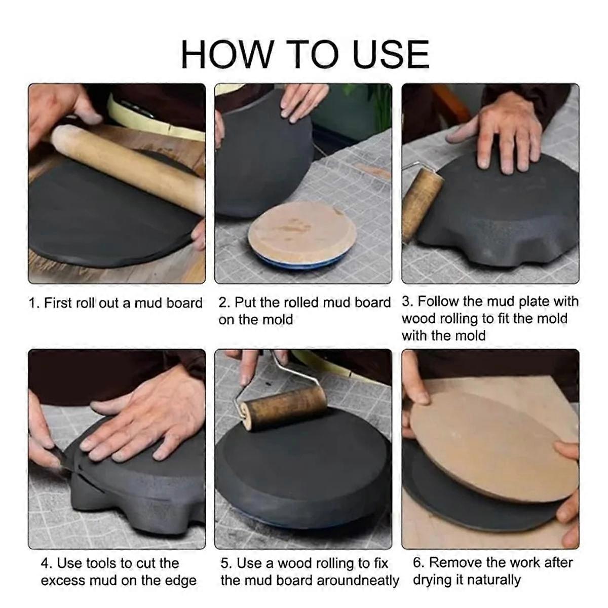 Round Pottery Tools Ceramic Plate Forming Mold Wooden Density Plate ...