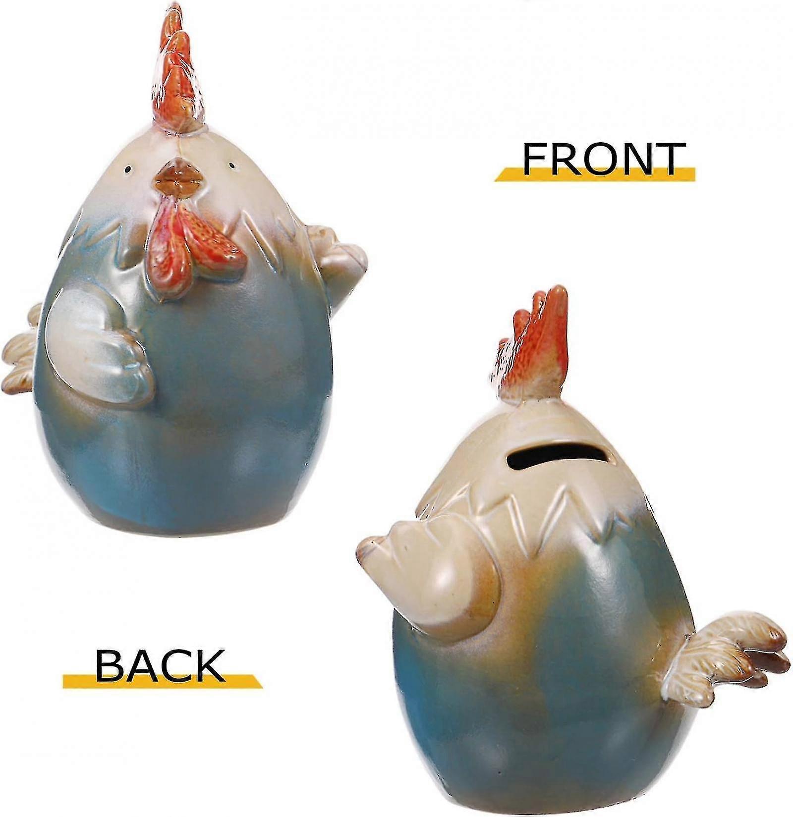 Ceramic Piggy Bank Rooster Money Bank Chicken Coin Jar Desktop Ornament ...