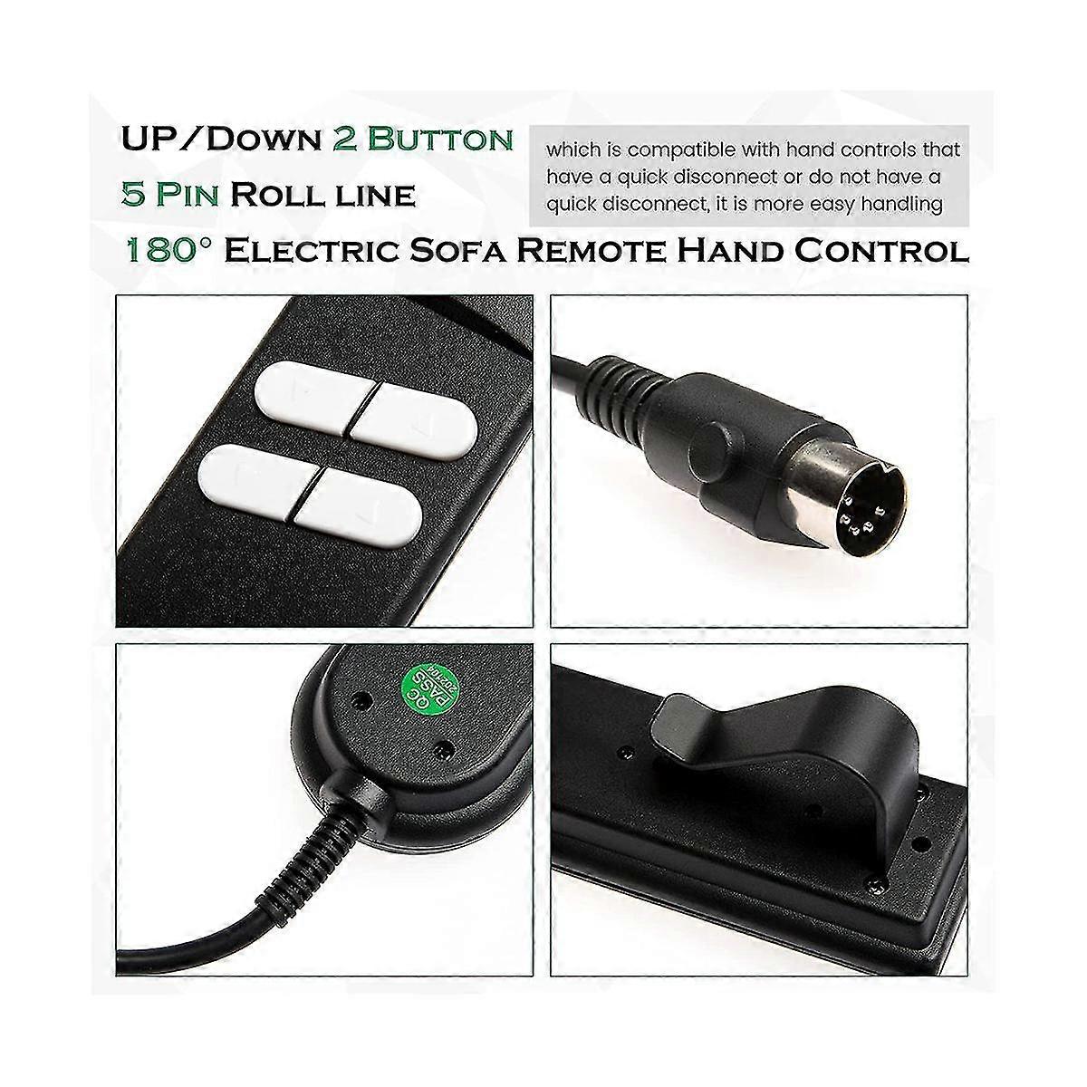 Electric Sofa Remote Replacement, 5 Pin 4 Button Power Recliner Remote Replacement For Okin ...