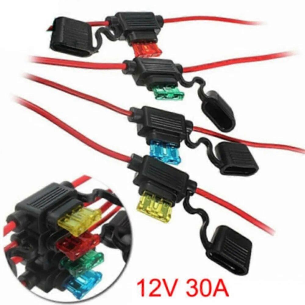 5 Set Inline Standard Blade Fuse Holder Splash Proof DC 12V 30A 14AWG ...