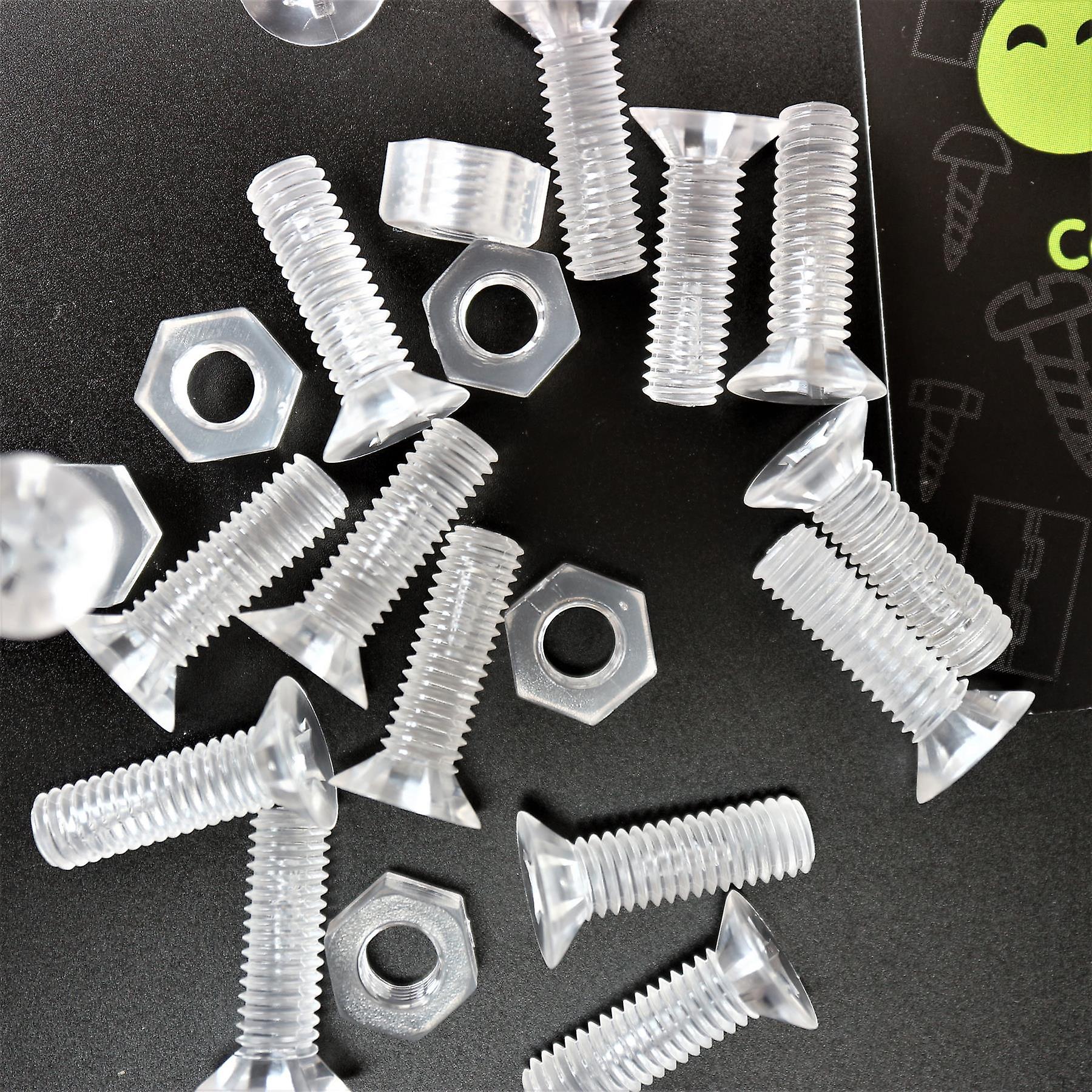 50x Clear Acrylic, Countersunk Cross Head, M6 x 20mm, Plastic, Bolts ...