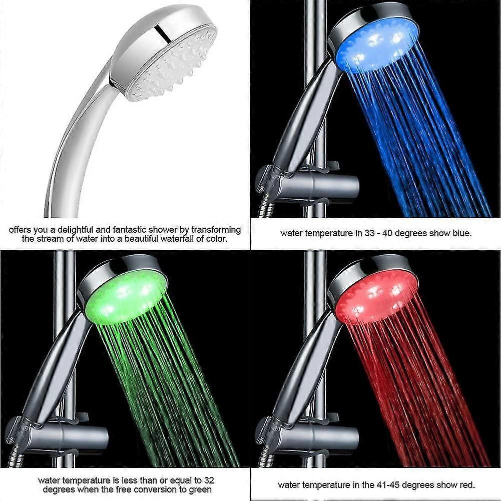 Led Shower Head 3 Color Changing Blue/green/red Water Glow Temperature Sensor Economic Shower ...