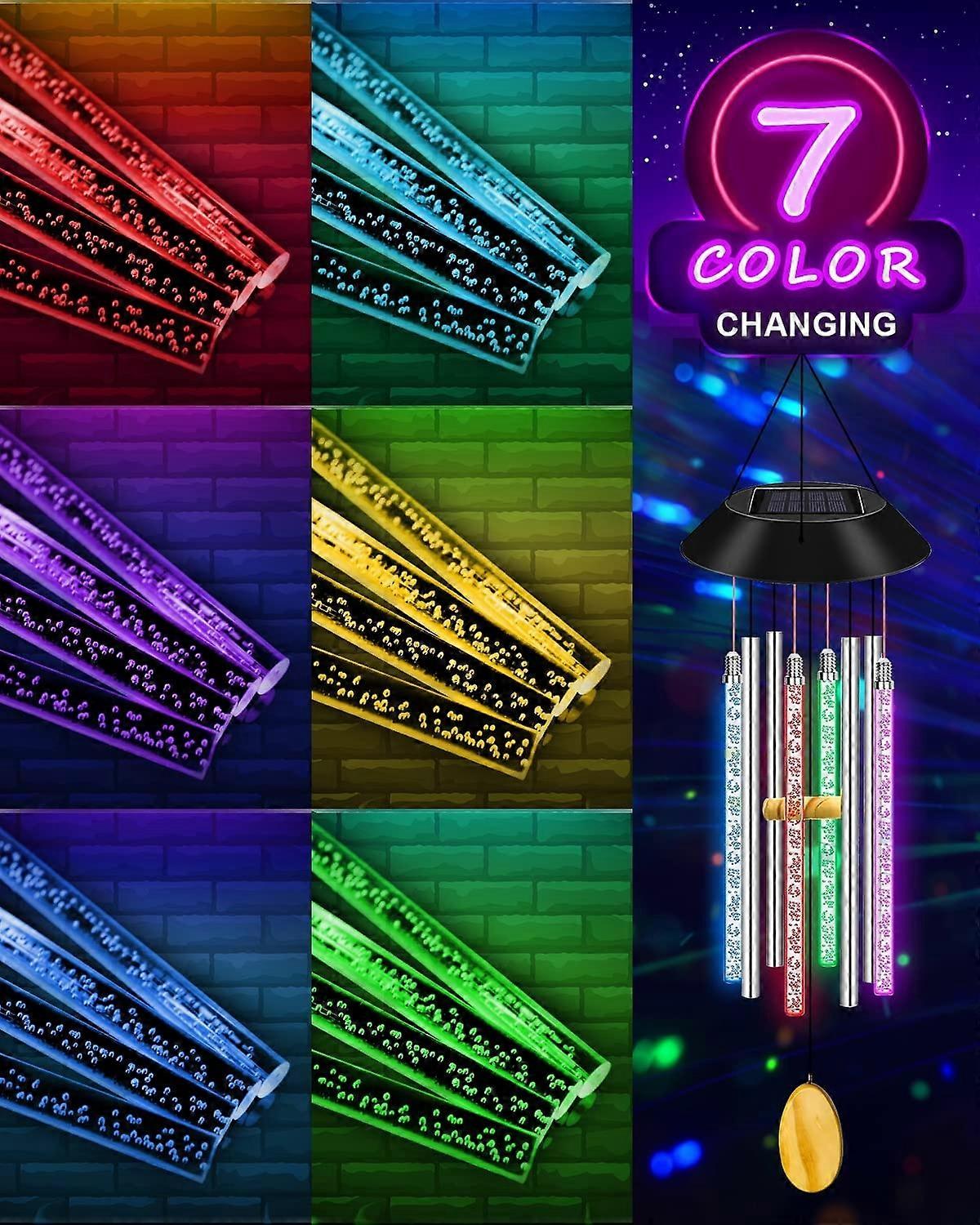 Solar Wind Chimes Light 37 inch, Solar LED Wind Chime 7 Colors Changing ...