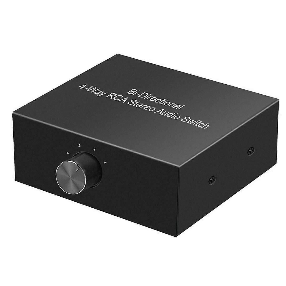 4 Ports Bi-Directional Audio Switcher Box Audio Rotary Switch Plug Play ...