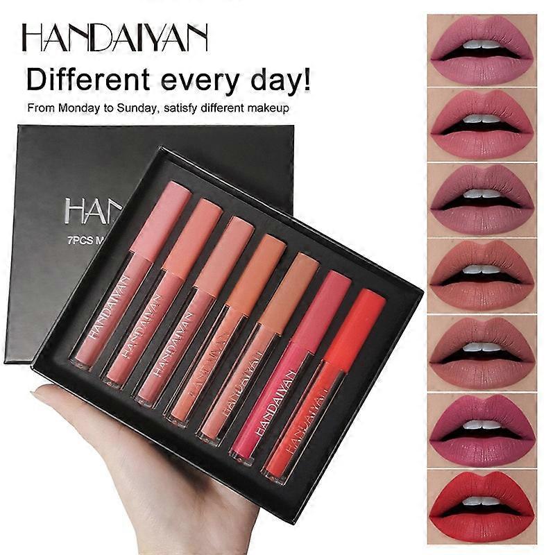 HANDAIYAN 7 Colors Lip Gloss Set Gift Box Velvet Matte Moisturizing ...
