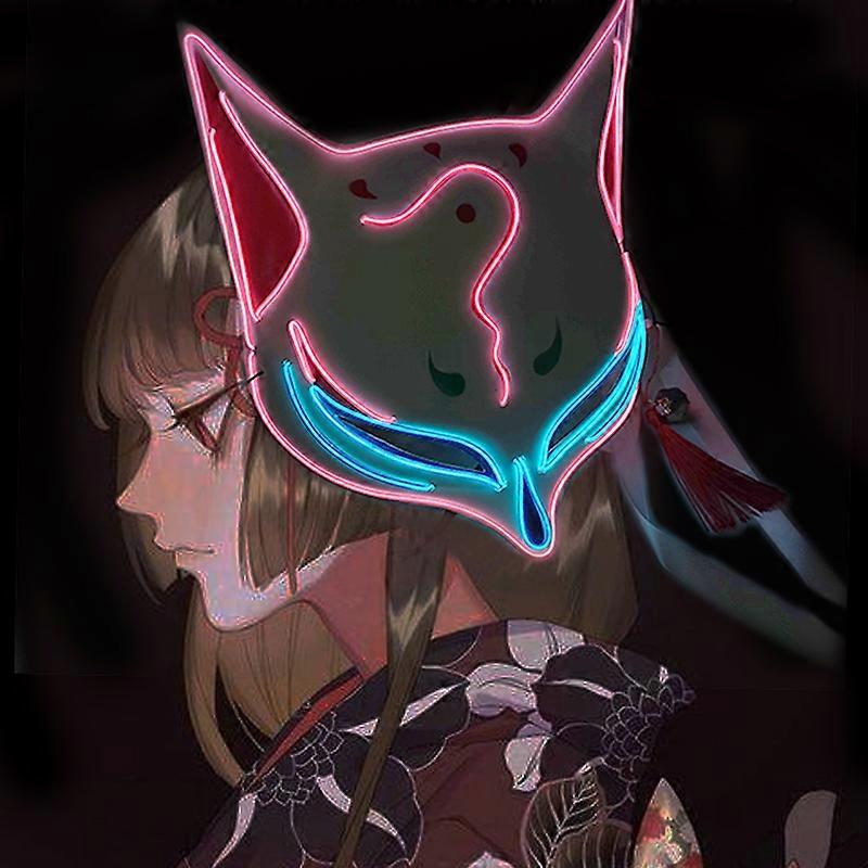 Glowing Demon Slayer Mask Cosplay Dessin Animé Japonais Neon Light ...