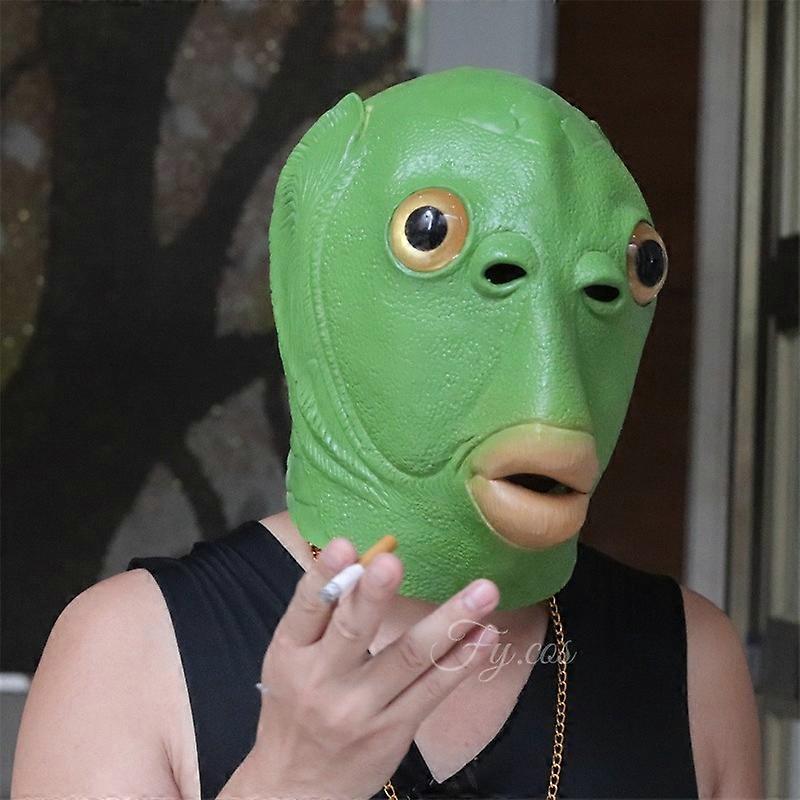 Green Fish Head Mask Headgear Halloween Funny Horse Donkey Animal Full ...