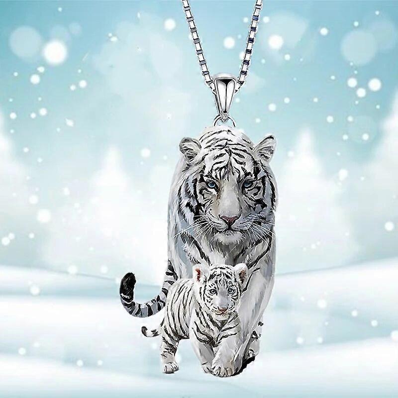 Fashion Mother and Child White Tiger Necklace Charm White Tiger Zinc ...