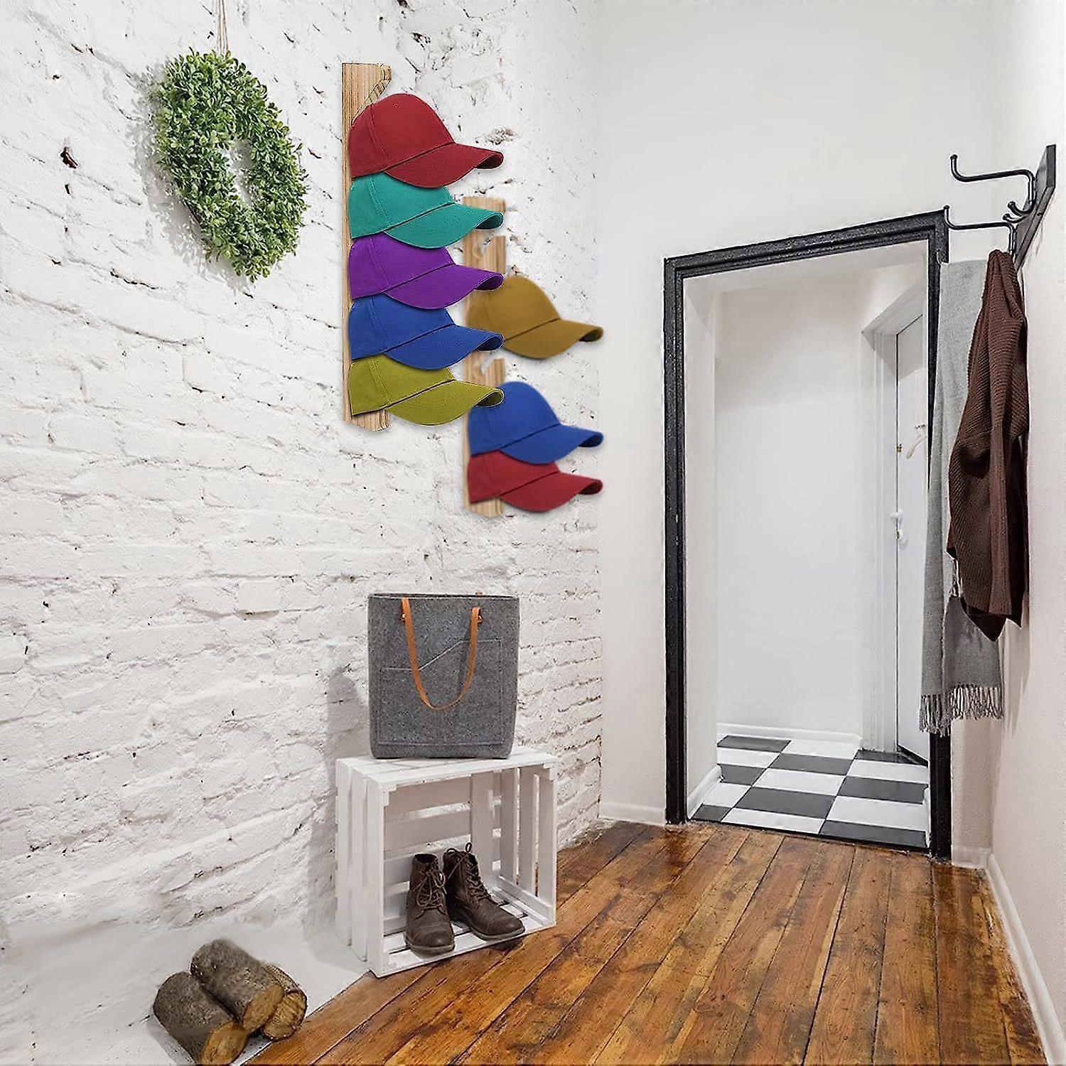 Wooden Hat Rack For Baseball Caps, Over The Door Ball Cap Rack ...