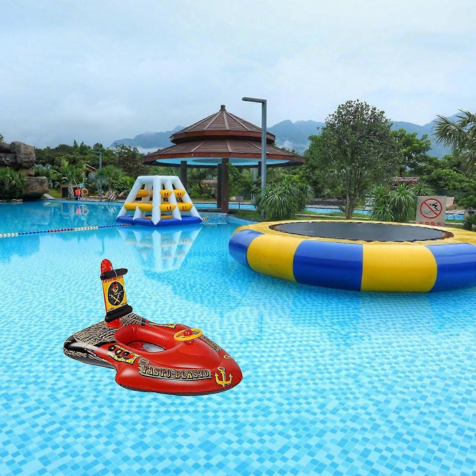 Children Sitting In Circle Pool Float Dinghy Pirate Ship Kids Toys ...