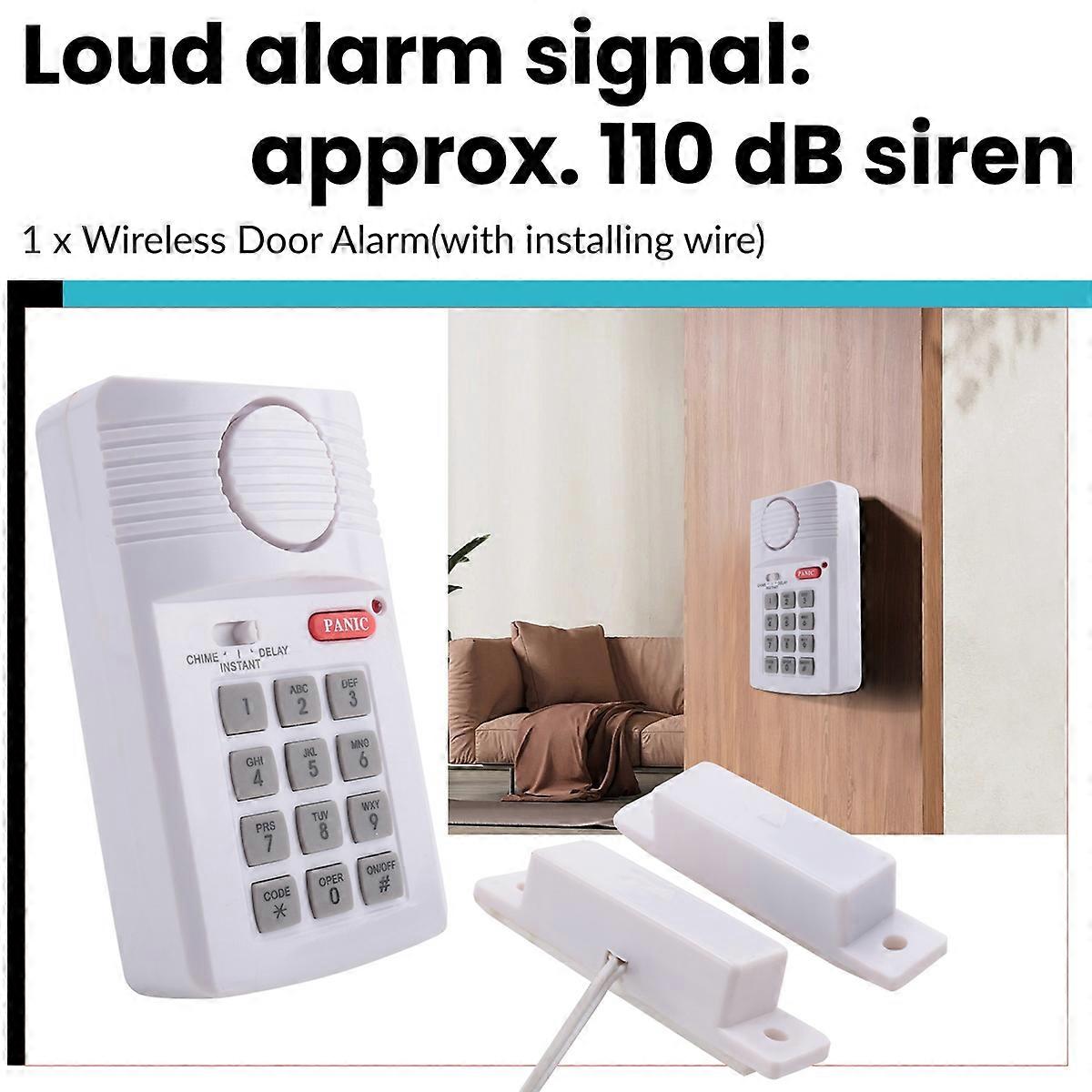 Loud Wireless Door Alarm Security Pin Panic Keypad for Home Office ...