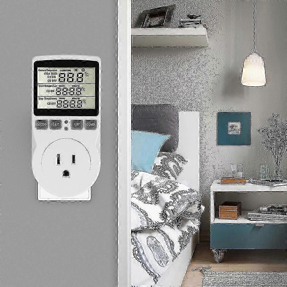 Digital Temperature Controller Power Socket Outlet Eu Plug Thermostat With Timer Switch Sensor