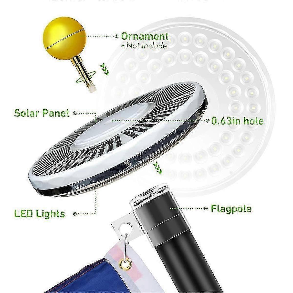 FlagPole Light Solar Powered Spotlight Outdoor, 48 LED Waterproof Solar ...