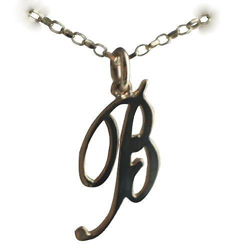 9ct Gold 26x13mm plain Initial B Pendant with a belcher Chain 24 inches ...