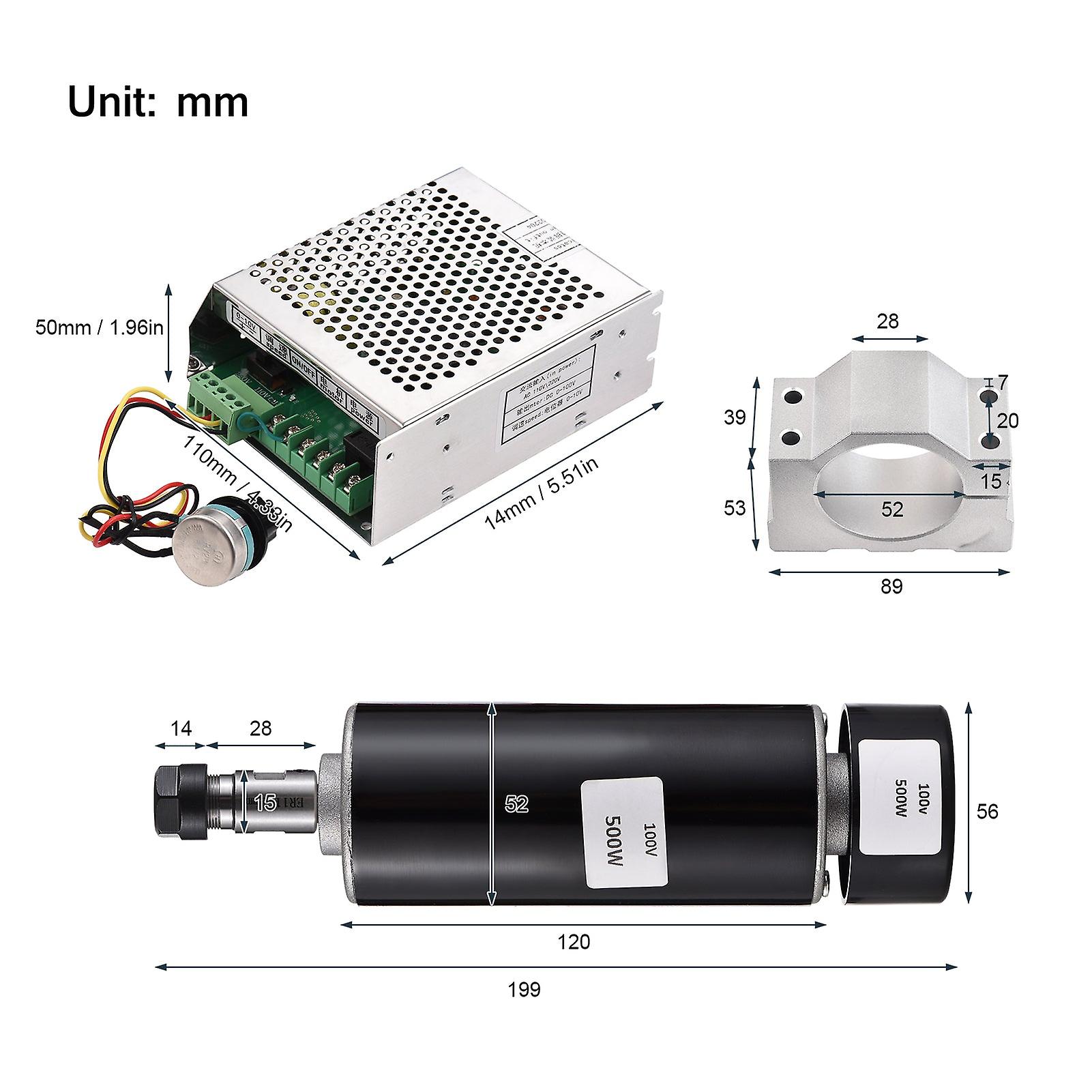 500W Cnc Brushed Spindle Kit Engraving Machine Spindle 500w Motor Kit ...