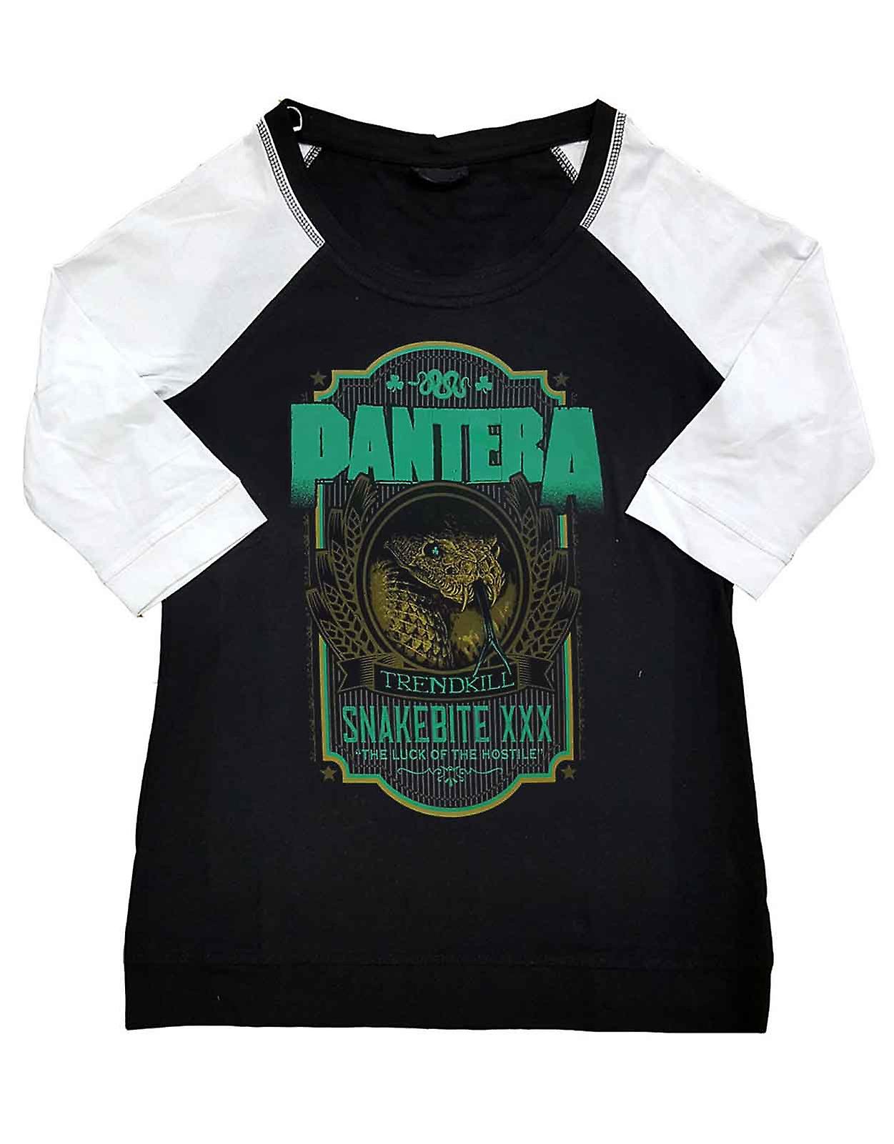 Pantera T Shirt Snakebite XXX Label Band Logo Raglan 3/4 Sleeve Womens ...