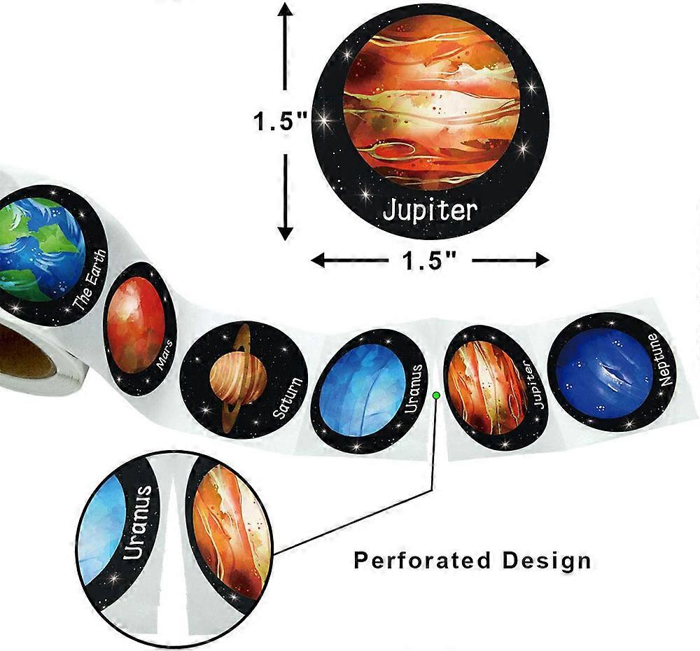 1 Roll 500PCS Planets Pattern Stickers Labels 3.8CM Labels for Gift ...