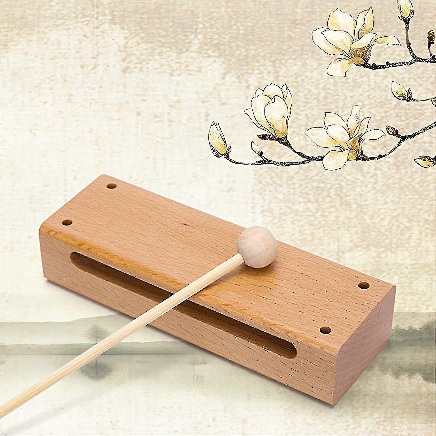 Wood Block Musical Instrument With Mallet Solid Hardwood Percussion ...