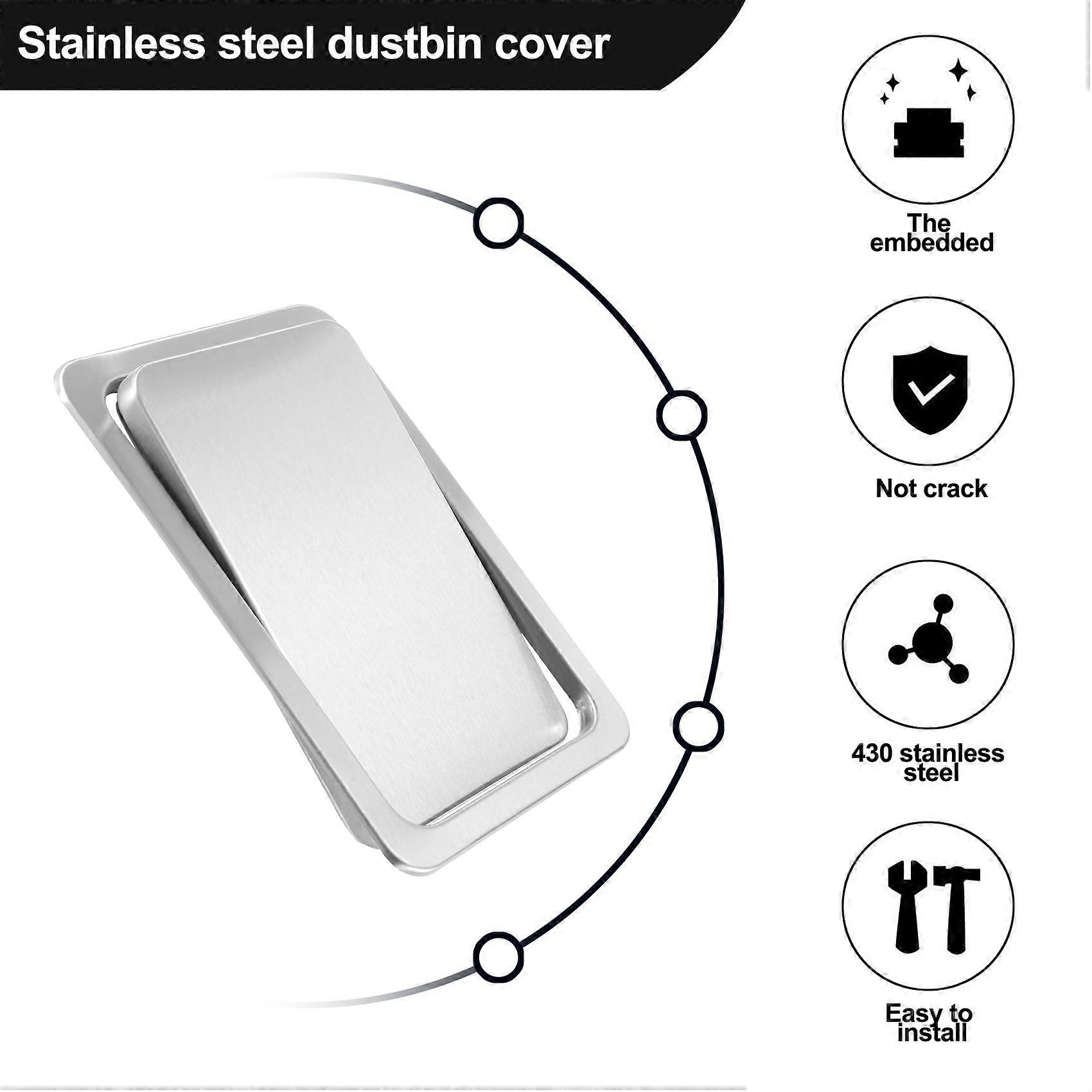 Stainless Steel Garbage Flap Lid Trash Bin Cover Flush Built-in Balance ...