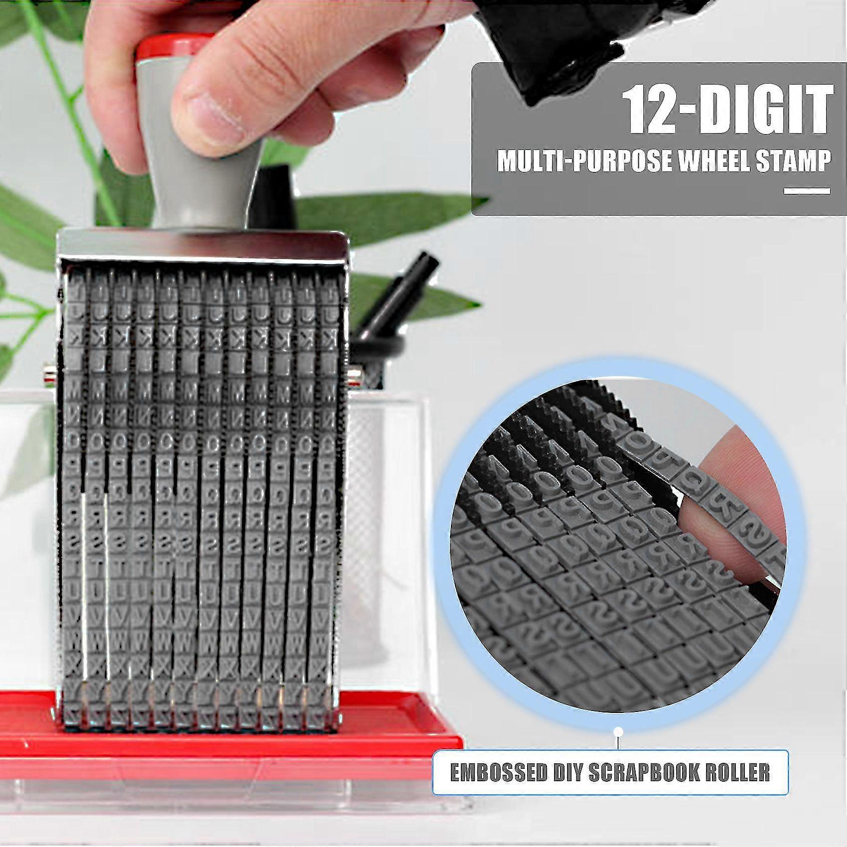 Multipurpose 12 Digit Alphabet Rolling Rubber Stamp English Letter ...