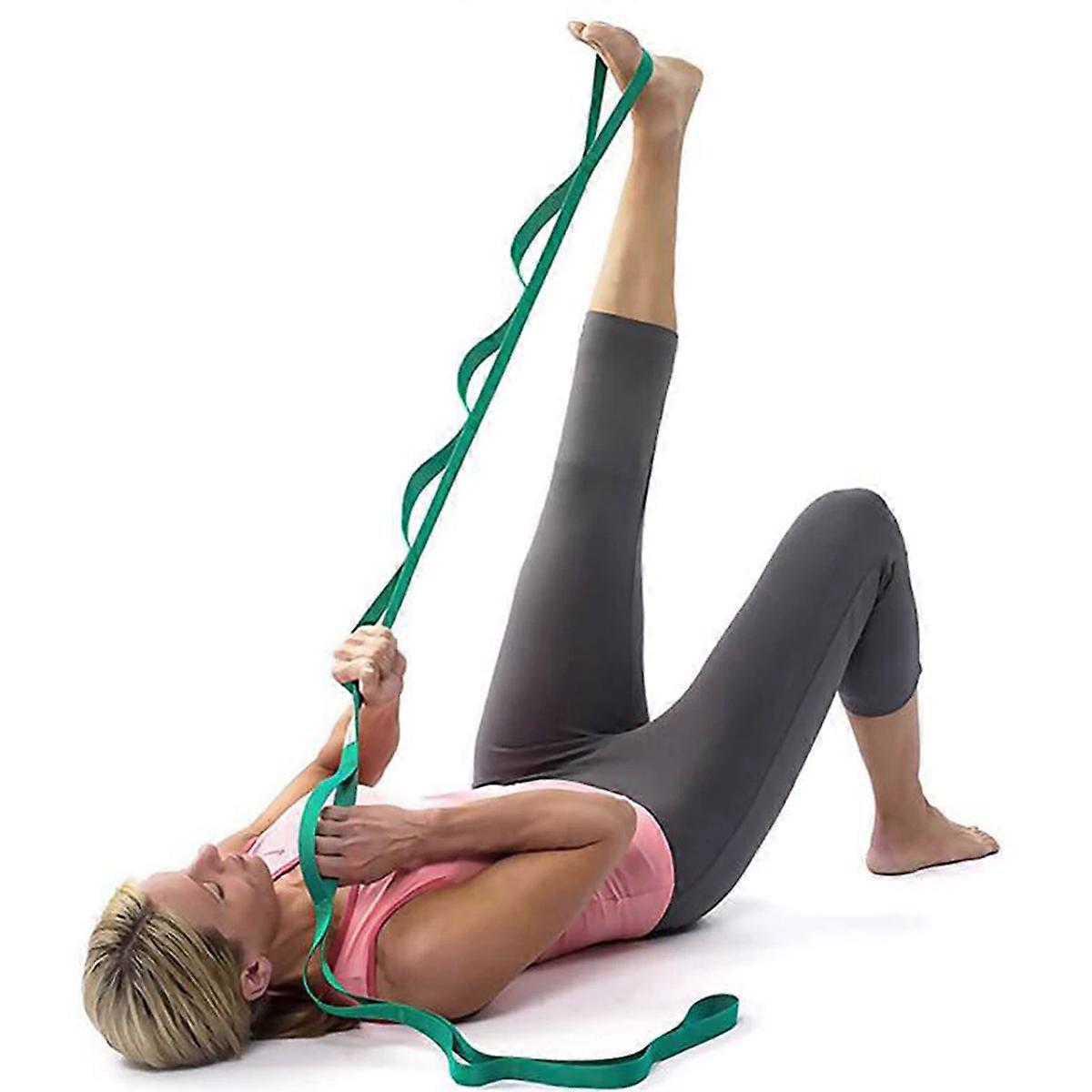 Stretch Out Strap with Stretching Exercise-green | Fruugo UK