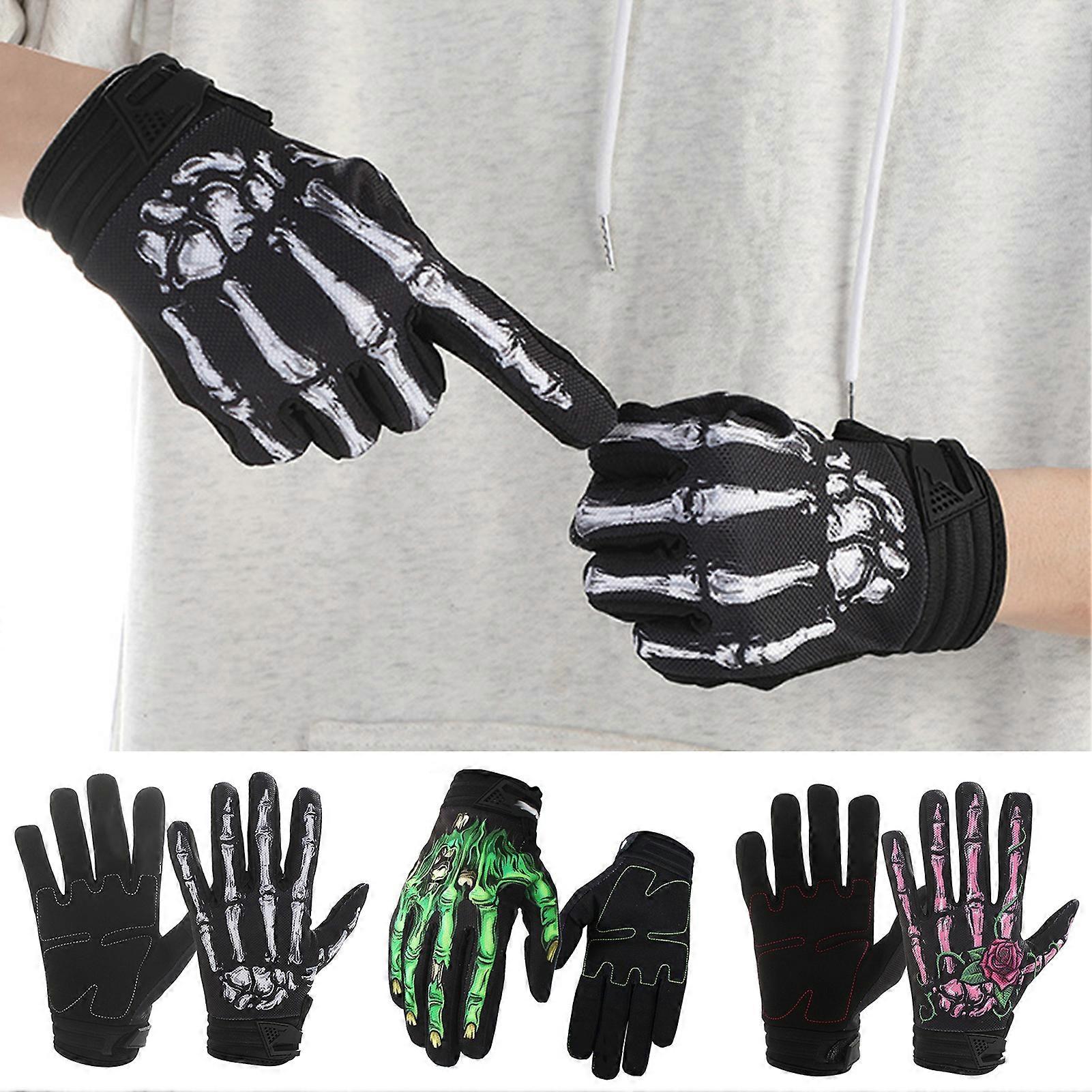 Motorcycle Riding Gloves Skeleton Pattern Touchscreen Cycling Gloves ...