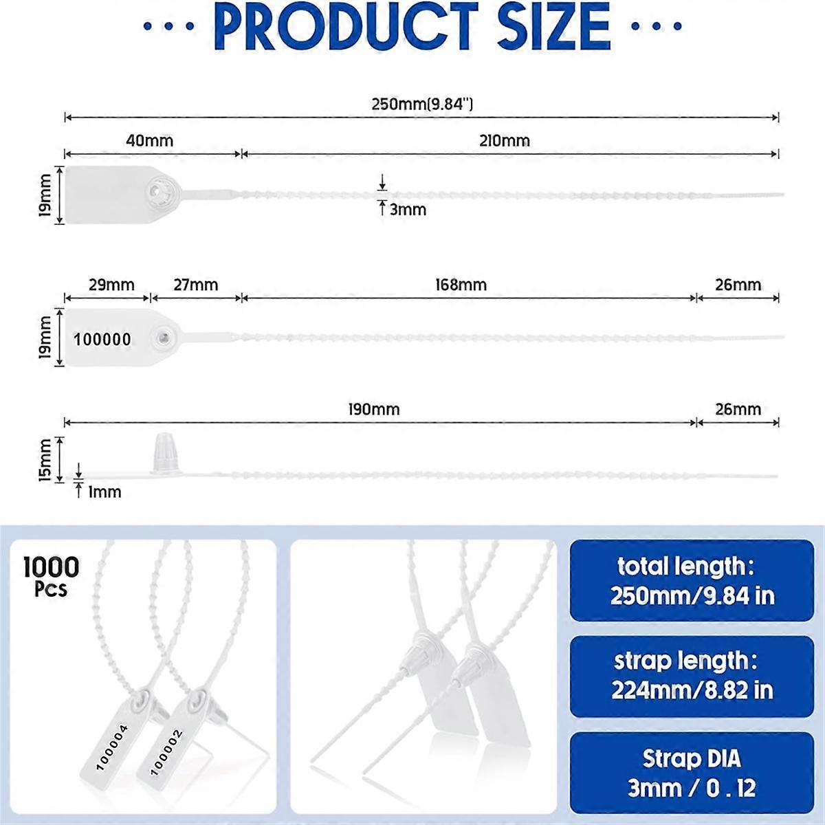 1000 Pcs Plastic Tamper Seals Tags Security Tags Seals Safety Numbered ...