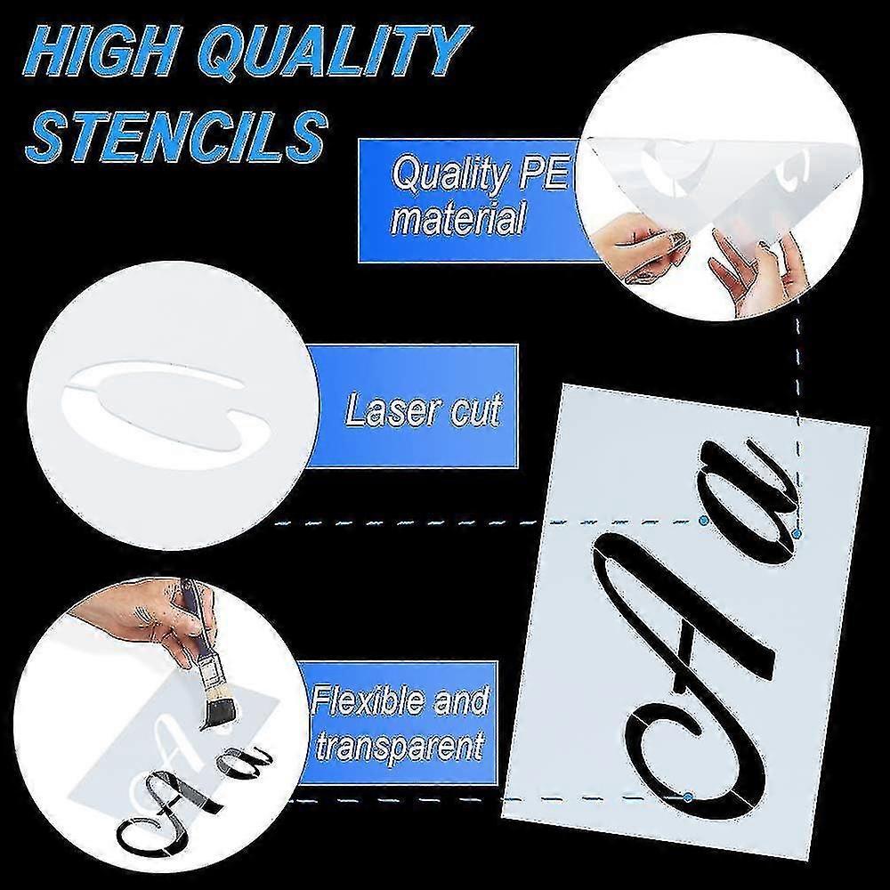 Set Of 40 Letter Stencils For Painting, Reusable Plastic Stencils With ...