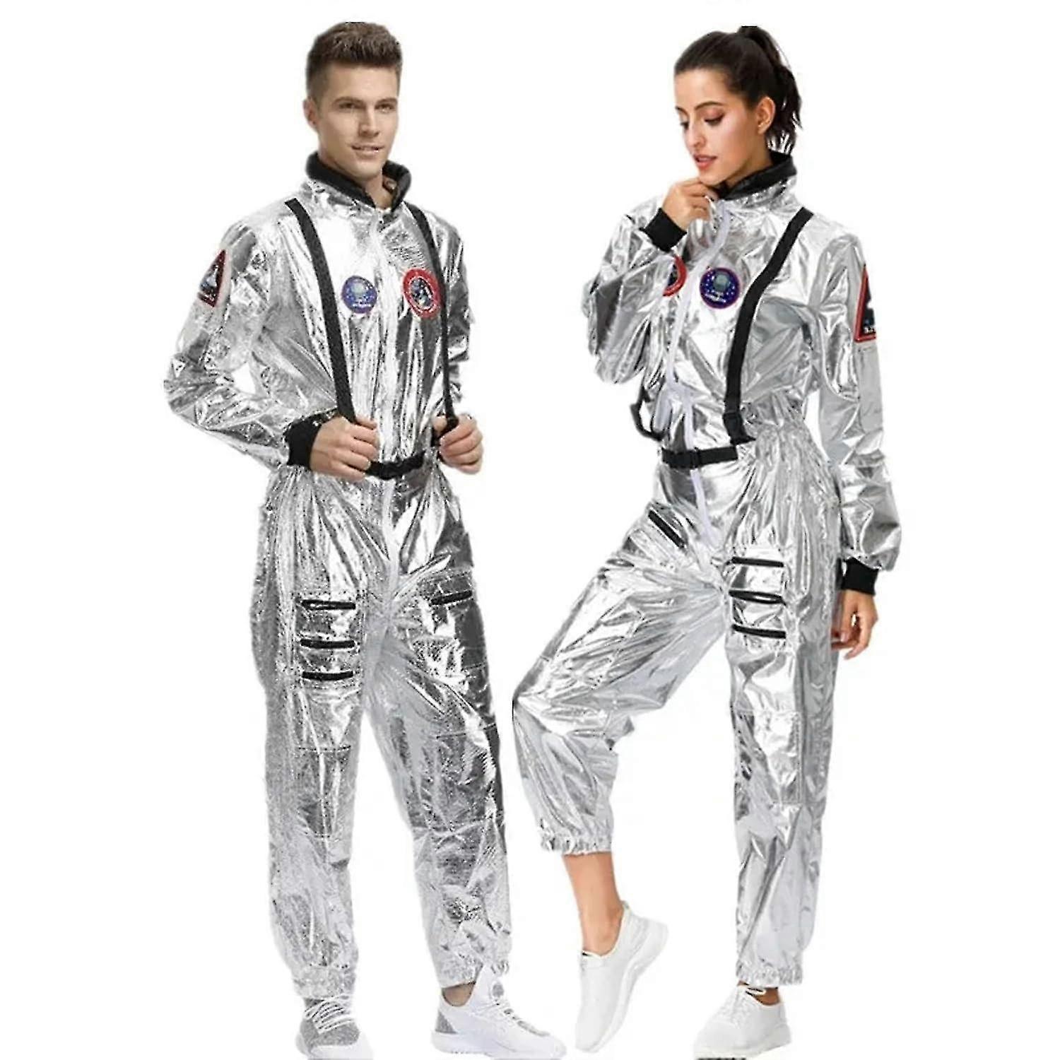 Astronaut Costume Space Suit For Adult Cosplay Costumes, Zipper Silver ...