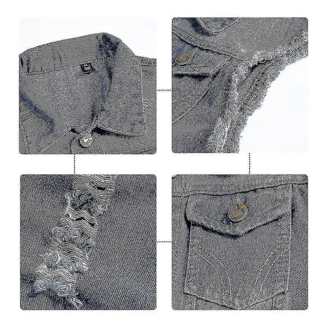 Mens Ripped Denim Vest Vintage Casual Biker Waistcoat Gilet Cowboy ...